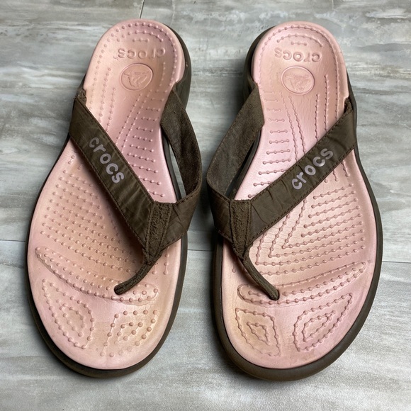CROCS | Shoes | Crocs Athens Flip Flops Sandals Size Womens Pink And ...